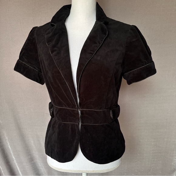 Studio Y | Jackets & Coats | Y2k Velveteen Black Short Sleeve Jacket ...